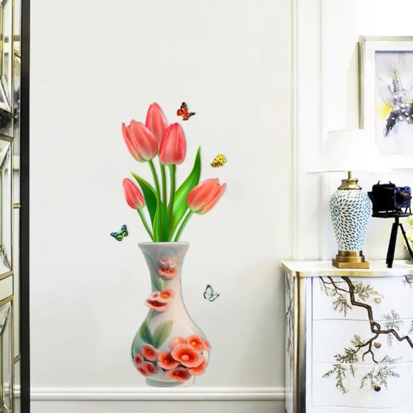 Wall Decor | Tulip Flower Classical Vase Wall Sticker Living Room Art ...